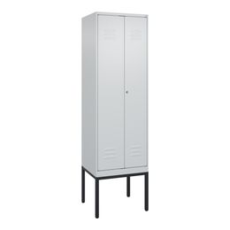 C+P Schwarz-Wei&szlig;-Spind Classic PLUS, Gestell, 2 Abteile, 2120x600x500mm, 7035/70 Front RAL 7035 Lichtgrau Verschluss Zylinderschloss ; C + P M&ouml;belsyst (0800327-20|S10024)