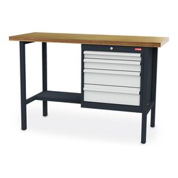 STIER Werkbank mit 4 Schubladen BxTxH 1500x600x960 mm RAL 7016 / RAL 7035 (903961)
