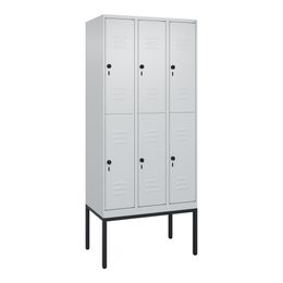 C+P Doppelstock-Spind Classic PLUS, Gestell, 3 Abteile, 2120x900x500mm, 7035/703 Verschluss Sicherheits-Drehriegel Front RAL 7035 Lichtgrau ; C + P M&ouml; (0803307-30|S10010)