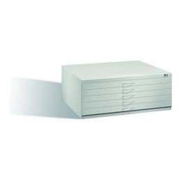 C+P Flachablageschrank für Formate bis DIN A1, 5 Schubladen, H420xB1100xT765mm Front Lichtgrau Korpus Lichtgrau ; C + P Möbelsysteme (7100-000|S00016)