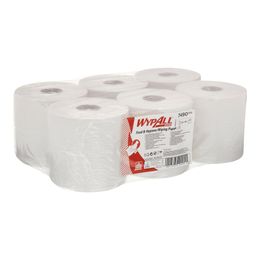 Wypall Papierwischtücher für Lebensmittel & Hygiene, 6 Rollen x 630 Wischtücher, 1-lagig, weiß (7490)