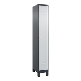 C+P Spind Classic PLUS, F&uuml;&szlig;e, 1 Abteil, 1950x300x500mm, 7016/7035 Verschluss Zylinderschloss 3 Garderobenhaken ; C + P M&ouml;belsysteme (080010-10|S10034)
