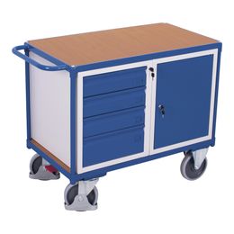 VARIOfit Werkstattwagen mit 1 Ladefläche 1 Schrank und 4 Schubladen Traglast 500 kg ; Cordes (sw-600.698)