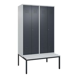 C+P PSA Doppel-Spind Classic PLUS, Bank, 4 Abteile, 2120x1200x815mm, 7035/7016 Verschluss Zylinderschloss Sitzbanktyp untergebaut Material Sitzfl&auml;che (0800527-40P|S10023)