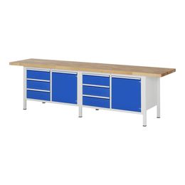 Rau Werkbank höhenverstellbar 8468A2, B3000xT700xH840-1040mm, 6x Schublade-TA, 2x Tür (03-8468A2-307B4H.11)