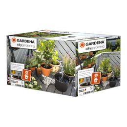 Gardena Urlaubsbewässerung Set aus Kunststoff mit Pumpe und Tropfrohren (15 l Behältervolumen) für Pflanzenbewässerung, 01265-20)