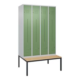 C+P Z-Spind Classic PLUS, Bank, 8 F&auml;cher, 2120x1200x815mm, 7035/6011 Verschluss Zylinderschloss Sitzbanktyp untergebaut Material Sitzfl&auml;che Buche-Hart (0800537-408|S10021)