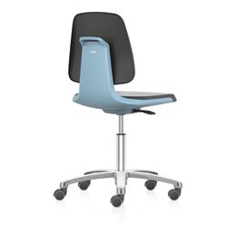 bimos Arbeitsstuhl Labsit mit Rollen, Sitz-H.450-650 mm, Kunstleder, Sitzschale blau (9123S-MG01-3277-521)