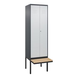 C+P PSA Doppel-Spind Classic PLUS, Bank, 2 Abteile, 2120x600x815mm, 7016/7035 Verschluss Zylinderschloss Sitzbanktyp auskragend Material Sitzfl&auml;che Bu (0800427-20P|S10057)