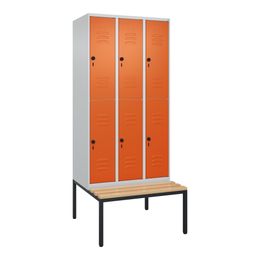 C+P Doppelstock-Spind Classic PLUS, Bank, 3 Abteile, 2120x900x815mm, 7035/2004 Verschluss Sicherheits-Drehriegel Sitzbanktyp untergebaut Material Sitz (0803507-30|S10184)