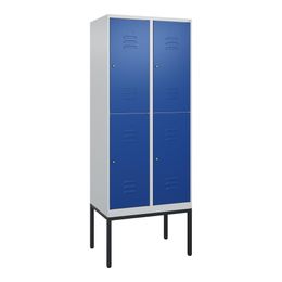 C+P Doppelstock-Spind Classic PLUS, Gestell, 2 Abteile, 2120x800x500mm, 7035/501 Verschluss Zylinderschloss Front RAL 5010 Enzianblau ; C + P M&ouml;belsys (0803307-22|S10018)