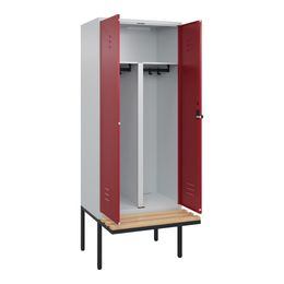 C+P PSA Doppel-Spind Classic PLUS, Bank, 2 Abteile, 2120x800x815mm, 7035/3003 Verschluss Sicherheits-Drehriegel Sitzbanktyp auskragend Material Sitzfl (0800427-22P|S10001)