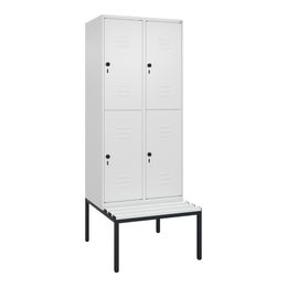 C+P Doppelstock-Spind Classic PLUS, Bank, 2 Abteile, 2120x800x815mm, 9016/9016 Verschluss Sicherheits-Drehriegel Sitzbanktyp untergebaut Material Sitz (0803507-22|S10119)