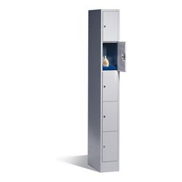 C+P Fächerschrank auf Sockel, 5 Fächer, H1950xB240xT480mm Front Lichtgrau Korpus Lichtgrau ; C + P Möbelsysteme (80700-10|S00014)