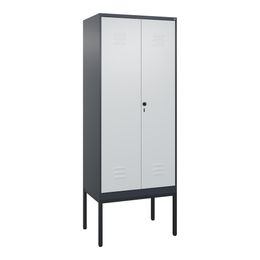 C+P Schwarz-Wei&szlig;-Spind Classic PLUS, Gestell, 2 Abteile, 2120x800x500mm, 7016/70 Front RAL 7035 Lichtgrau Verschluss Sicherheits-Drehriegel ; C + P M&ouml; (0800327-22|S10013)
