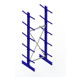 META Kragarmregal Grundregal IPE120 doppelseitig 3000 x 1000 x 800 mm Enzianblau + 10 Kragarmen je Ständer (4026212276626)