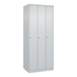C+P Spind Classic PLUS, 3 Abteile, 1850x750x500mm, 7035/7035 Verschluss Zylinderschloss 3 Garderobenhaken ; C + P M&ouml;belsysteme (080000-39|S10029)