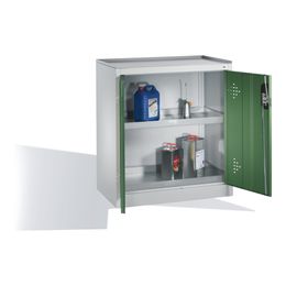 C+P Umwelt-Beistellschrank mit Dreht&uuml;ren, 2 Wannenb&ouml;den, H1020xB930xT500mm Front Resedagr&uuml;n Korpus Lichtgrau ; C + P M&ouml;belsysteme (8821-315|S10153)