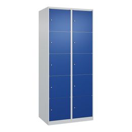 C+P Schlie&szlig;fachschrank Classic PLUS, 2 Abteile, 1850x800x500mm, 7035/5010 Innenh&ouml;he Gefach oben (oberes 365 mm Front RAL 5010 Enzianblau ; C + P M&ouml;bel (080000-225|S10003)
