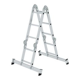 MUNK Vielzweckleiter 4-teilig mit nivello®-Traverse und Holzbelag 2x3 + 2x4 Sprossen, 2.85 m (031320)