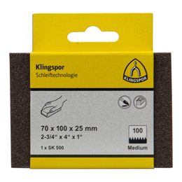Klingspor SK 500 Schleifklotz, Korund Korn 100 70 x 100 x 25 mm, SB-verpackt im Reiter (367347)