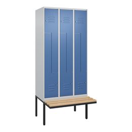 C+P Z-Spind Classic PLUS, Bank, 6 F&auml;cher, 2120x900x815mm, 7035/5023 Verschluss Zylinderschloss Sitzbanktyp auskragend Material Sitzfl&auml;che Buche-Hartho (0800437-306|S10020)