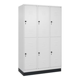 C+P Doppelstock-Spind Classic PLUS, Sockel, 3 Abteile, 1950x1200x500mm, 9016/901 Front RAL 9016 Verkehrswei&szlig; ; C + P M&ouml;belsysteme (080320-32|S10014)