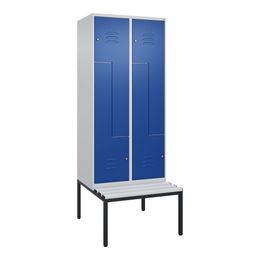 C+P Z-Spind Classic PLUS, Bank, 4 F&auml;cher, 2120x800x815mm, 7035/5010 Verschluss Zylinderschloss Sitzbanktyp untergebaut Material Sitzfl&auml;che Kunststoff (0800537-224|S10048)