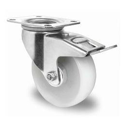 CASCOO Lenkrolle mit Totalfeststeller ø 80 mm Serie N0N0 Rollenlager (TBP25W0080N0N0R1W)
