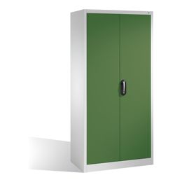 C+P Werkzeugschrank mit Drehtüren, 4 Böden und Garderobenstange, H1950xB930xT500mm Front Resedagrün Korpus Lichtgrau ; C + P Möbelsysteme (8921-312|S10250)