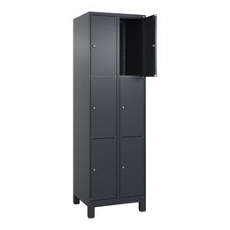 C+P Schlie&szlig;fachschrank Classic PLUS, F&uuml;&szlig;e, 2 Abteile, 1950x600x500mm, 7016/7016 Innenh&ouml;he Gefach oben (oberes 599 mm Front RAL 7016 Anthrazitgrau ; C (080010-203|S10015)