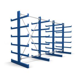 STIER Kragarmregal doppelseitig 3 Felder mit 5 Ebenen 3900x2000x500mm enzianblau (905256)