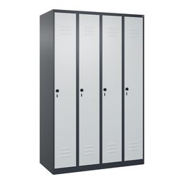 C+P Spind Classic PLUS, 4 Abteile, 1850x1200x500mm, 7016/7035 Verschluss Sicherheits-Drehriegel 3 Garderobenhaken ; C + P M&ouml;belsysteme (080000-40|S10011)