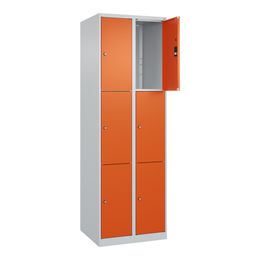 C+P Schlie&szlig;fachschrank Classic PLUS, 2 Abteile, 1850x600x500mm, 7035/2004 Innenh&ouml;he Gefach oben (oberes 599 mm Front RAL 2004 Reinorange ; C + P M&ouml;bel (080000-203|S10000)