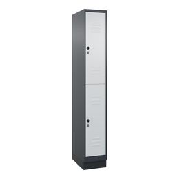 C+P Doppelstock-Spind Classic PLUS, Sockel, 1 Abteil, 1950x300x500mm, 7016/7035 Front RAL 7035 Lichtgrau ; C + P M&ouml;belsysteme (080320-10|S10013)
