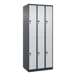 C+P Doppelstock-Spind Classic PLUS, 3 Abteile, 1850x750x500mm, 7016/7035 Verschluss Sicherheits-Drehriegel ; C + P Möbelsysteme (080300-39|S10011)