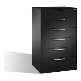 C+P Karteischrank Asisto für Karteikarten DIN A5 quer, 6 Schubladen, dreibahnig Schwarzgrau ; C + P Möbelsysteme (146223-623|S10114)