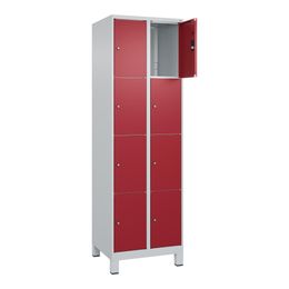 C+P Schlie&szlig;fachschrank Classic PLUS, F&uuml;&szlig;e, 2 Abteile, 1950x600x500mm, 7035/3003 Innenh&ouml;he Gefach oben (oberes 453 mm Front RAL 3003 Rubinrot ; C + P M (080010-204|S10001)
