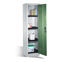 C+P Umweltschrank mit Drehtür, 4 Polyethylen-Wannen, H1950xB500xT500mm Front Resedagrün Korpus Lichtgrau ; C + P Möbelsysteme (8901-316|S10111)