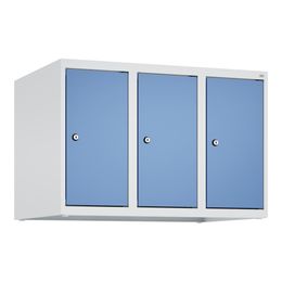 C+P Aufsatzschrank, 7035 500x750x500mm Front RAL 5023 Fernblau Verschluss Zylinderschloss 3 Abteile ; C + P M&ouml;belsysteme (080090-39|S10020)