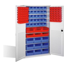 C+P Magazinschrank mit 106 Sichtlagerkästen, H1950xB1100xT535mm Front Lichtgrau Korpus Lichtgrau ; C + P Möbelsysteme (130276-66|S10007)