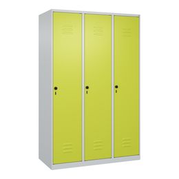 C+P Spind Classic PLUS, 3 Abteile, 1850x1200x500mm, 7035/0024 Verschluss Sicherheits-Drehriegel 4 Garderobenhaken Trennwand mittig ; C + P M&ouml;belsystem (080000-32F|S10013)