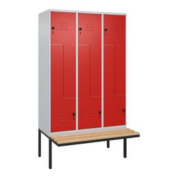 C+P Z-Spind Classic PLUS, Bank, 6 Fächer, 2120x1200x815mm, 7035/3020 Verschluss Sicherheits-Drehriegel Sitzbanktyp auskragend Material Sitzfläche Buch (0800437-326|S10002)