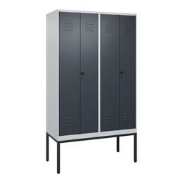 C+P Schwarz-Wei&szlig;-Spind Classic PLUS, Gestell, 4 Abteile, 2120x1200x500mm, 7035/7 Front RAL 7016 Anthrazitgrau Verschluss Sicherheits-Drehriegel ; C + (0800327-40|S10008)