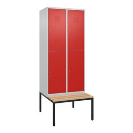 C+P Doppelstock-Spind Classic PLUS, Bank, 2 Abteile, 2120x800x815mm, 7035/3020 Verschluss Zylinderschloss Sitzbanktyp untergebaut Material Sitzfl&auml;che (0803507-22|S10092)