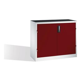 C+P Schwerlast-Beistellschrank mit Dreht&uuml;ren, innen 1 Boden, H1000xB1200xT500mm Front Rubinrot Korpus Lichtgrau ; C + P M&ouml;belsysteme (8831-052|S10266)