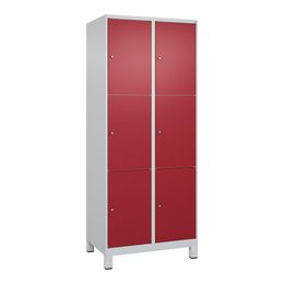 C+P Schlie&szlig;fachschrank Classic PLUS, F&uuml;&szlig;e, 2 Abteile, 1950x800x500mm, 7035/3003 Innenh&ouml;he Gefach oben (oberes 599 mm Front RAL 3003 Rubinrot ; C + P M (080010-223|S10001)
