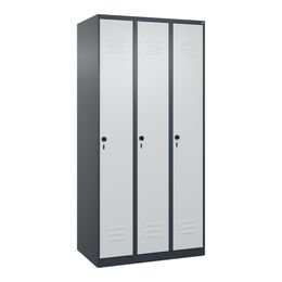 C+P Spind Classic PLUS, 3 Abteile, 1850x900x500mm, 7016/7035 Verschluss Sicherheits-Drehriegel 3 Garderobenhaken ; C + P M&ouml;belsysteme (080000-30|S10011)