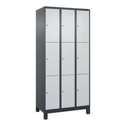 C+P Schlie&szlig;fachschrank Classic PLUS, F&uuml;&szlig;e, 3 Abteile, 1950x900x500mm, 7016/7035 Innenh&ouml;he Gefach oben (oberes 599 mm Front RAL 7035 Lichtgrau ; C + P (080010-303|S10016)
