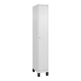 C+P Spind Classic PLUS, Füße, 1 Abteil, 1950x300x500mm, 9016/9016 Verschluss Zylinderschloss 3 Garderobenhaken ; C + P Möbelsysteme (080010-10|S10035)